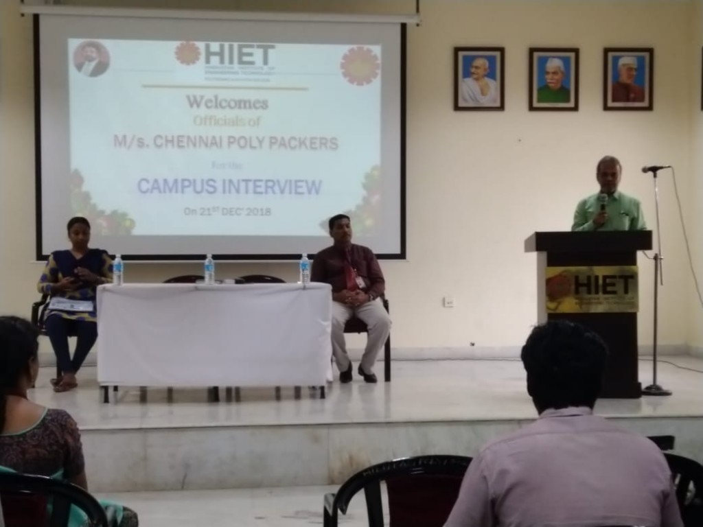 Chennai Polypacker campus interview – HIET