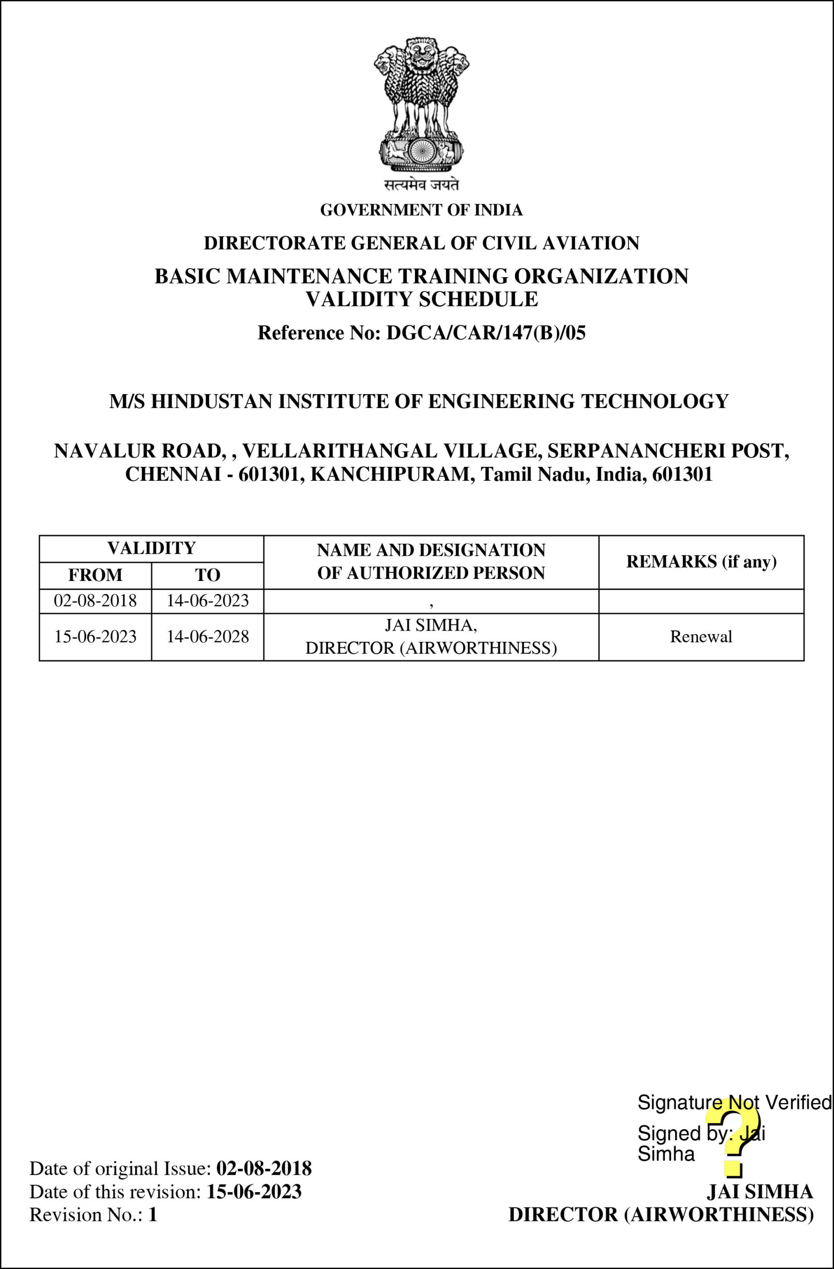 Approval Validity | HIET