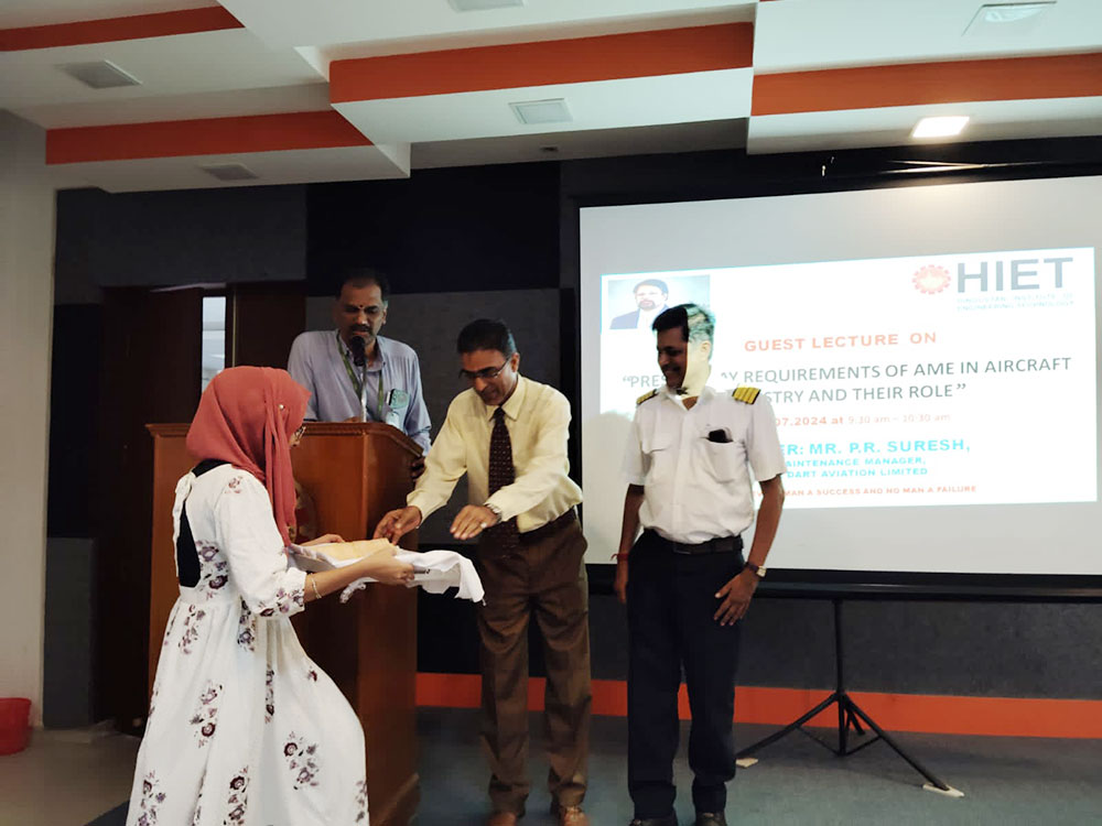 Guest Lecture on “PRESENT DAY REQUIREMENTS OF AME IN AIRCRAFT INDUSTRY AND THEIR ROLE” – HIET